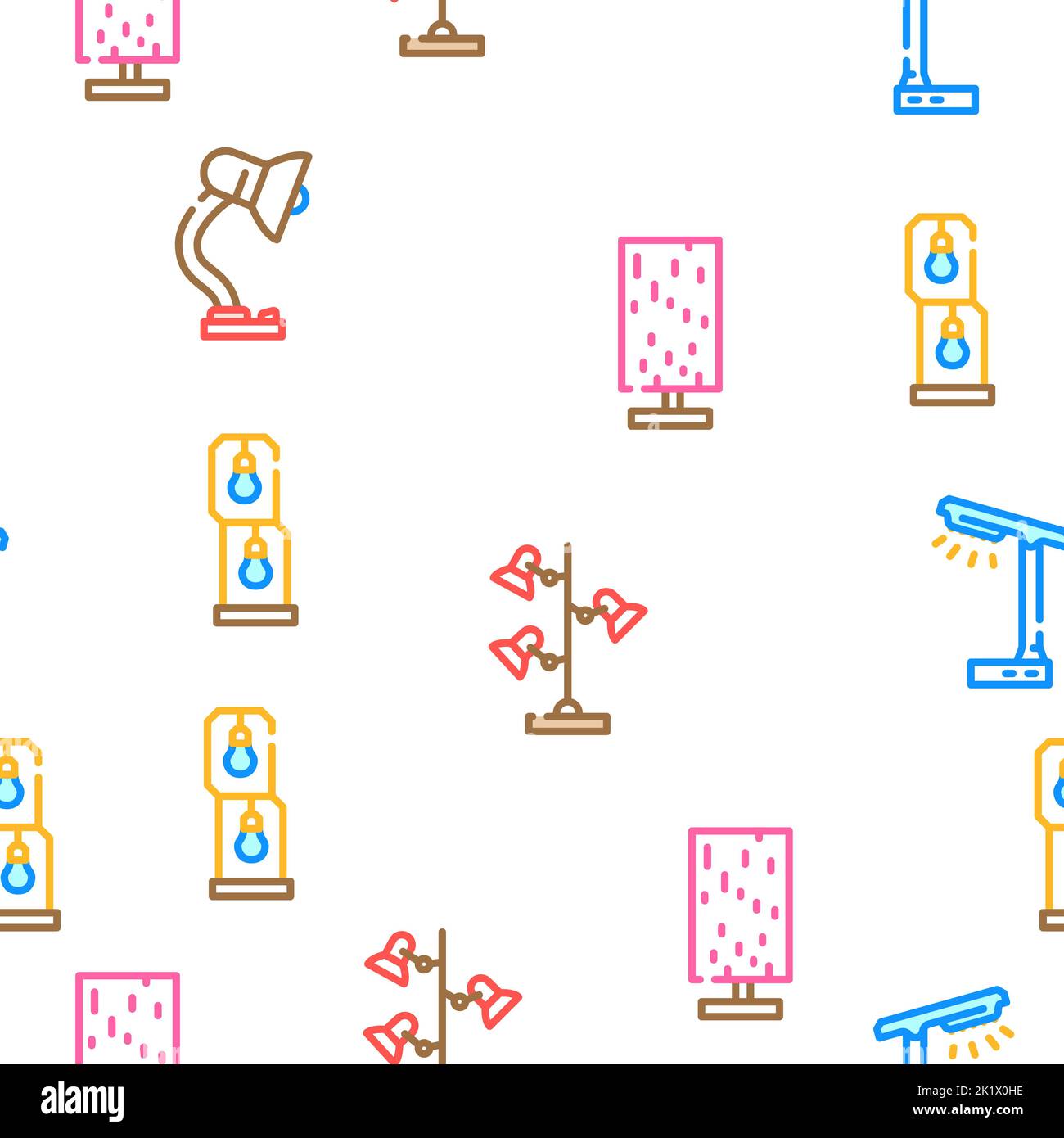 Lamp Equipment For Illuminate vector seamless pattern Stock Vector ...