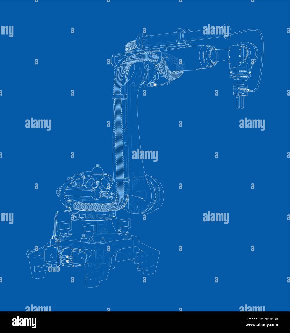 Industrial robot manipulator. Vector image rendered from 3d model in ...