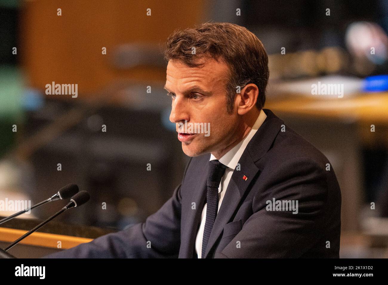 New York, New York, USA. 20th Sep, 2022. Emmanuel Macron, President of ...
