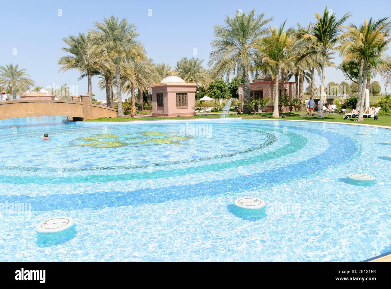 Swimming pool outside the Emirates Palace Hotel, Abu Dhabi, United Arab ...