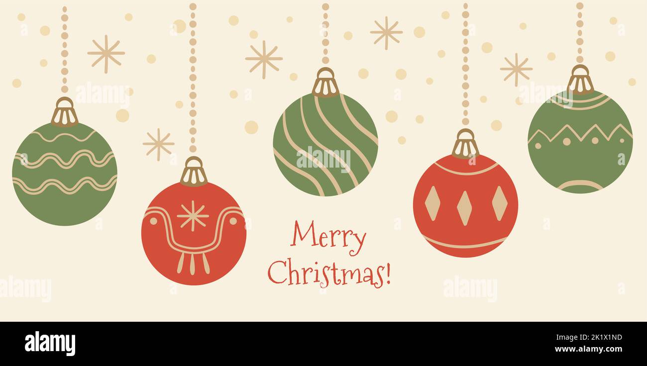 Christmas ball hand made frame. Balls are hanging vector illustration ...