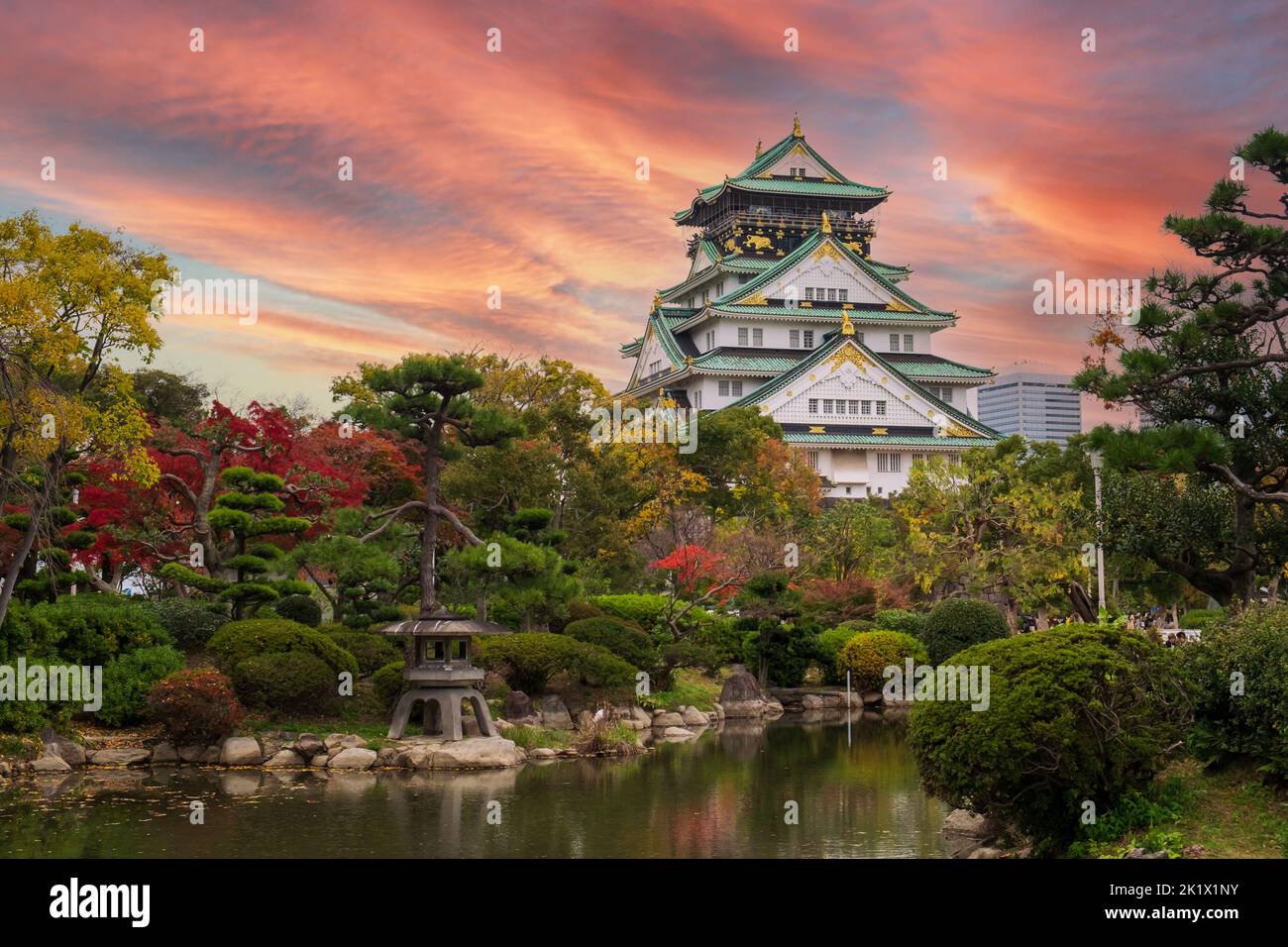 Osaka castle in Autumn foliage season, is a famous Japanese castle ...