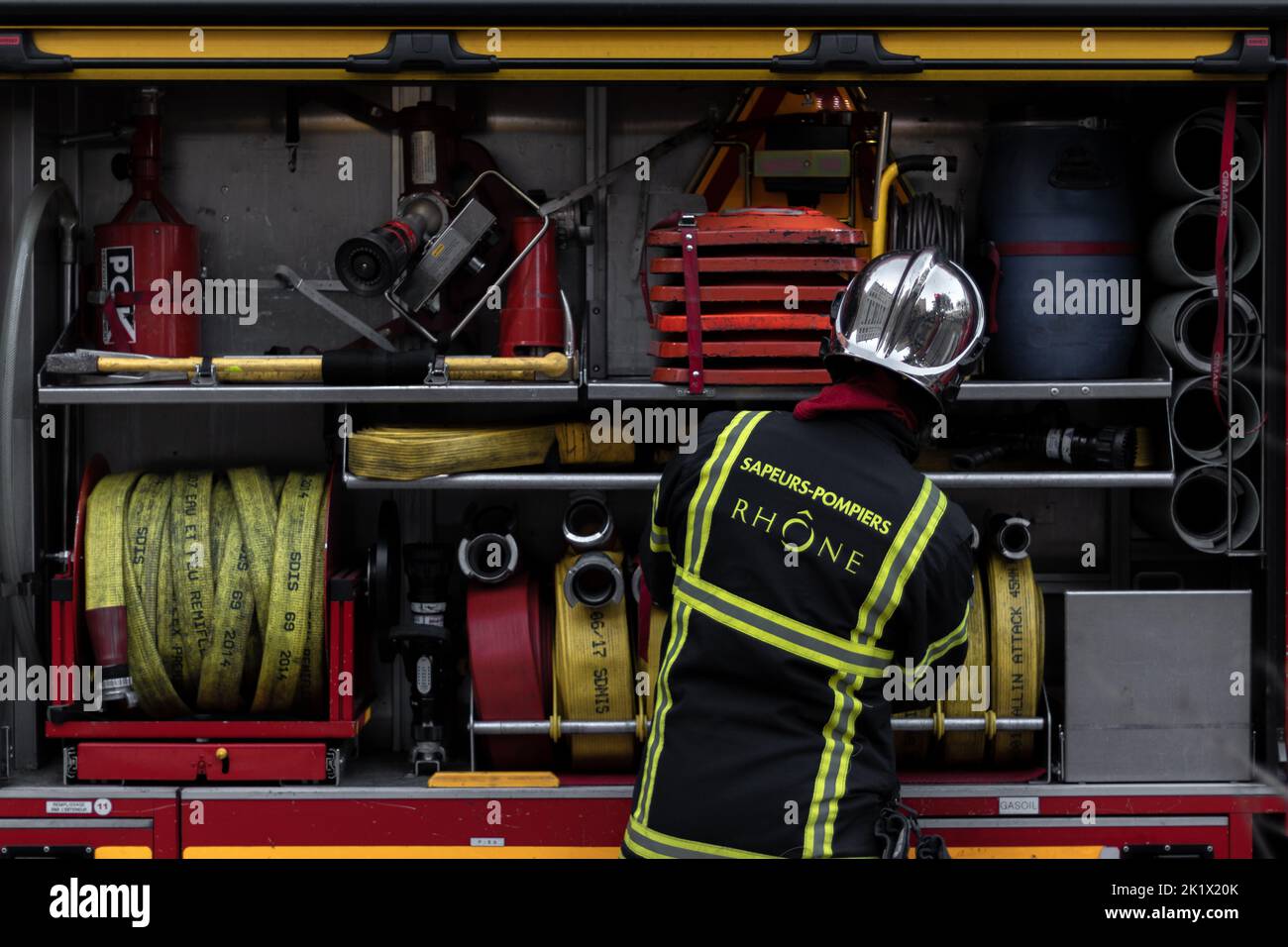 A firefighter preparing for intervention in Lyon Stock Photo - Alamy