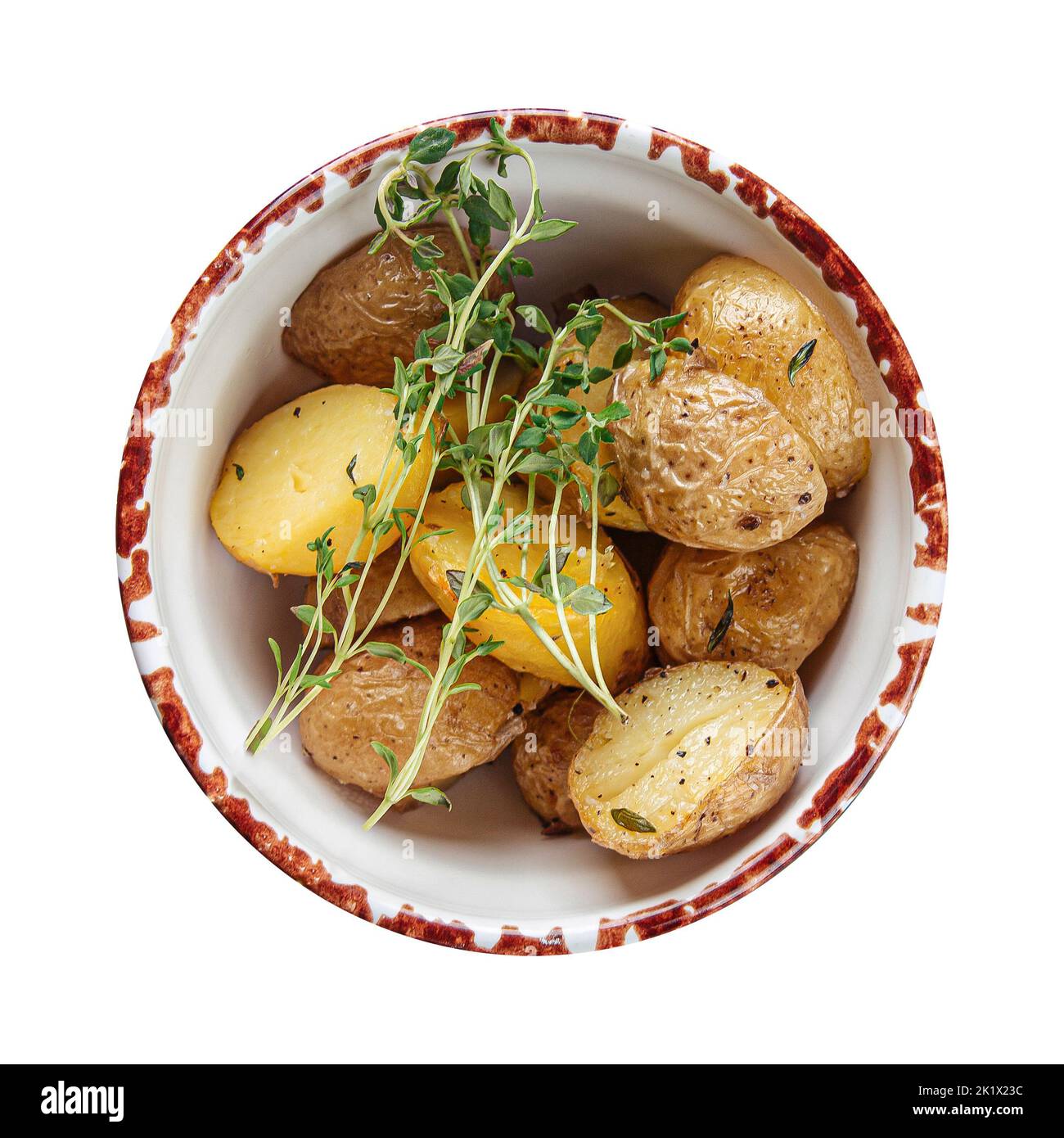 Isolated bowl of boiled potato with thyme Stock Photo - Alamy