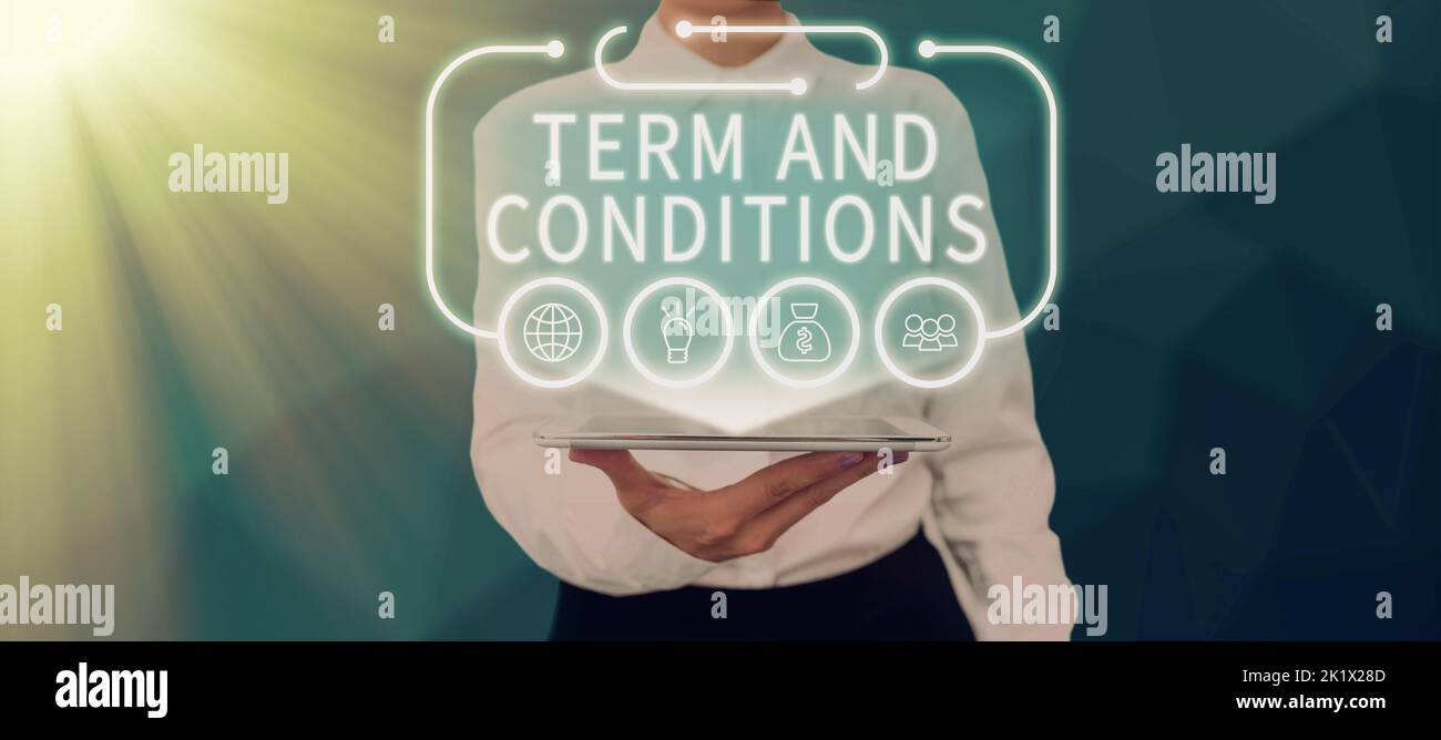 Inspiration showing sign Term And Conditions. Business concept Policies ...