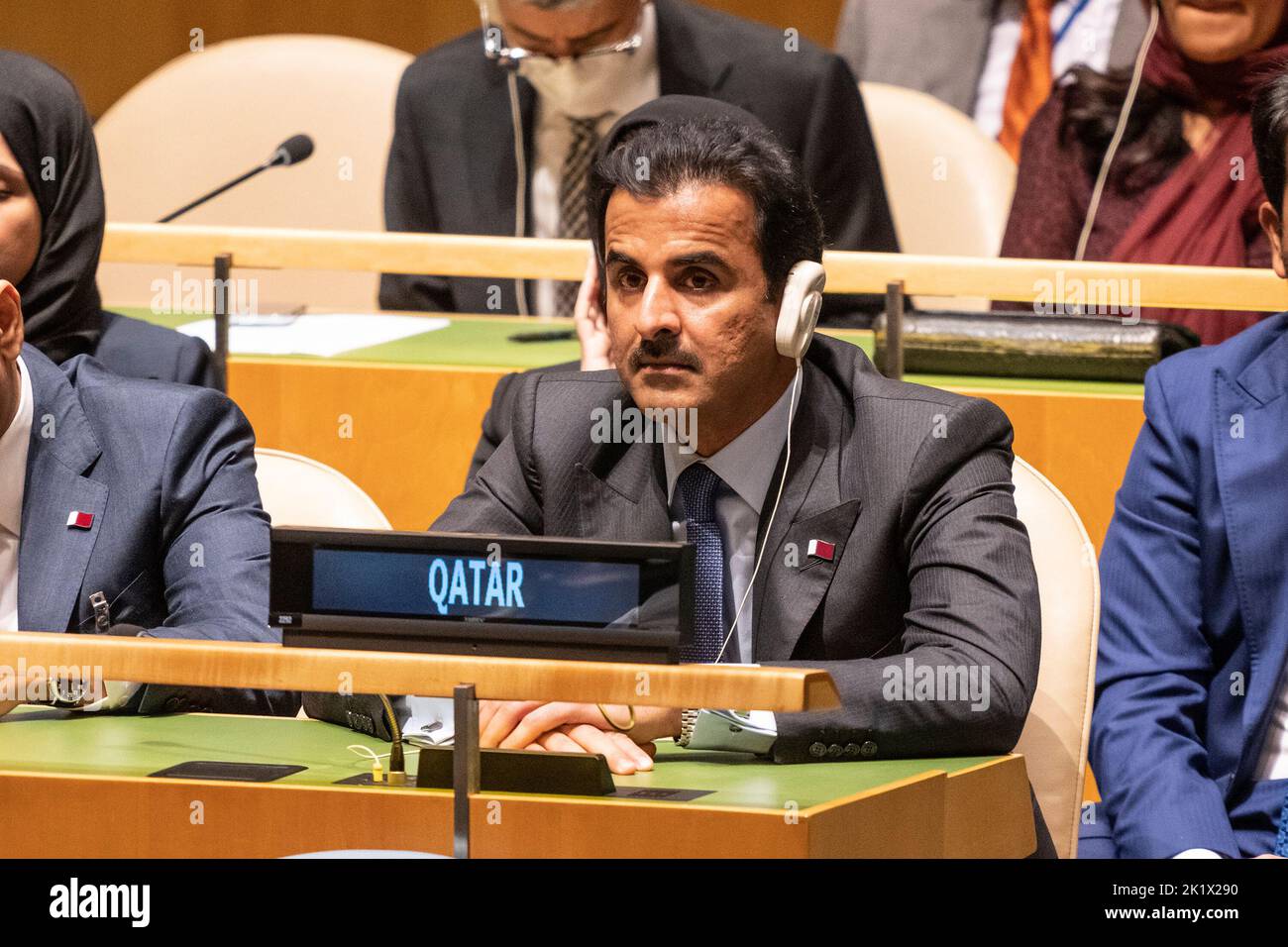 New York, New York, USA. 20th Sep, 2022. Sheikh Tamim Bin Hamad Al-Thani, Amir of the State of ...