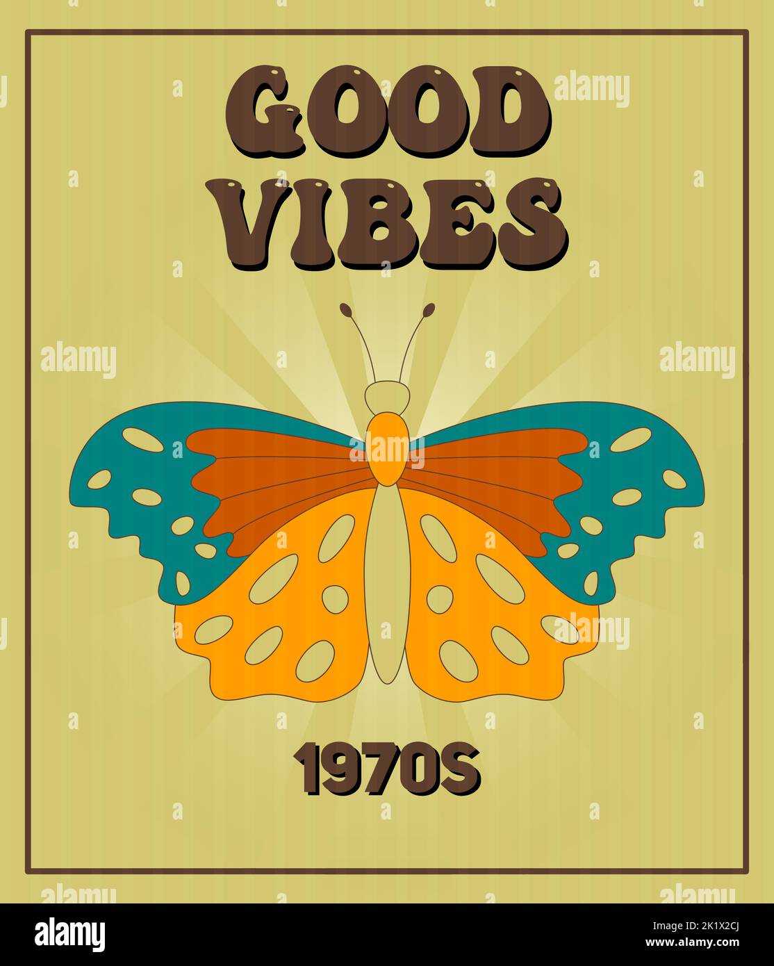 Retro groovy posters 60s 70s with groovy butterfly for cards, stickers ...