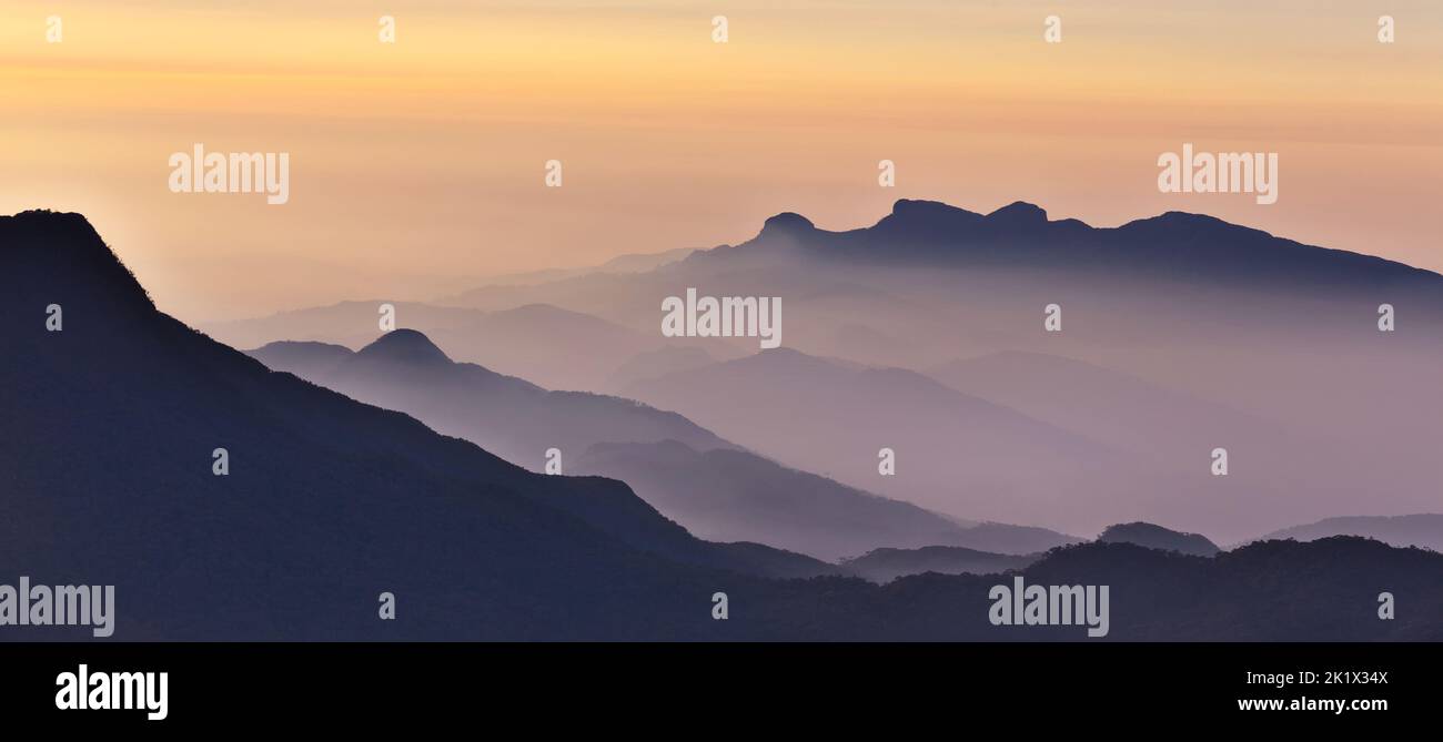 mountain silhouette at sunrise in spring season Stock Photo - Alamy