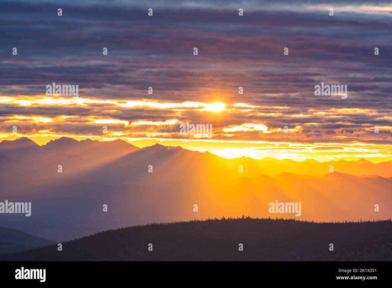 Scenic Sunset in the mountains. Beautiful natural background Stock ...