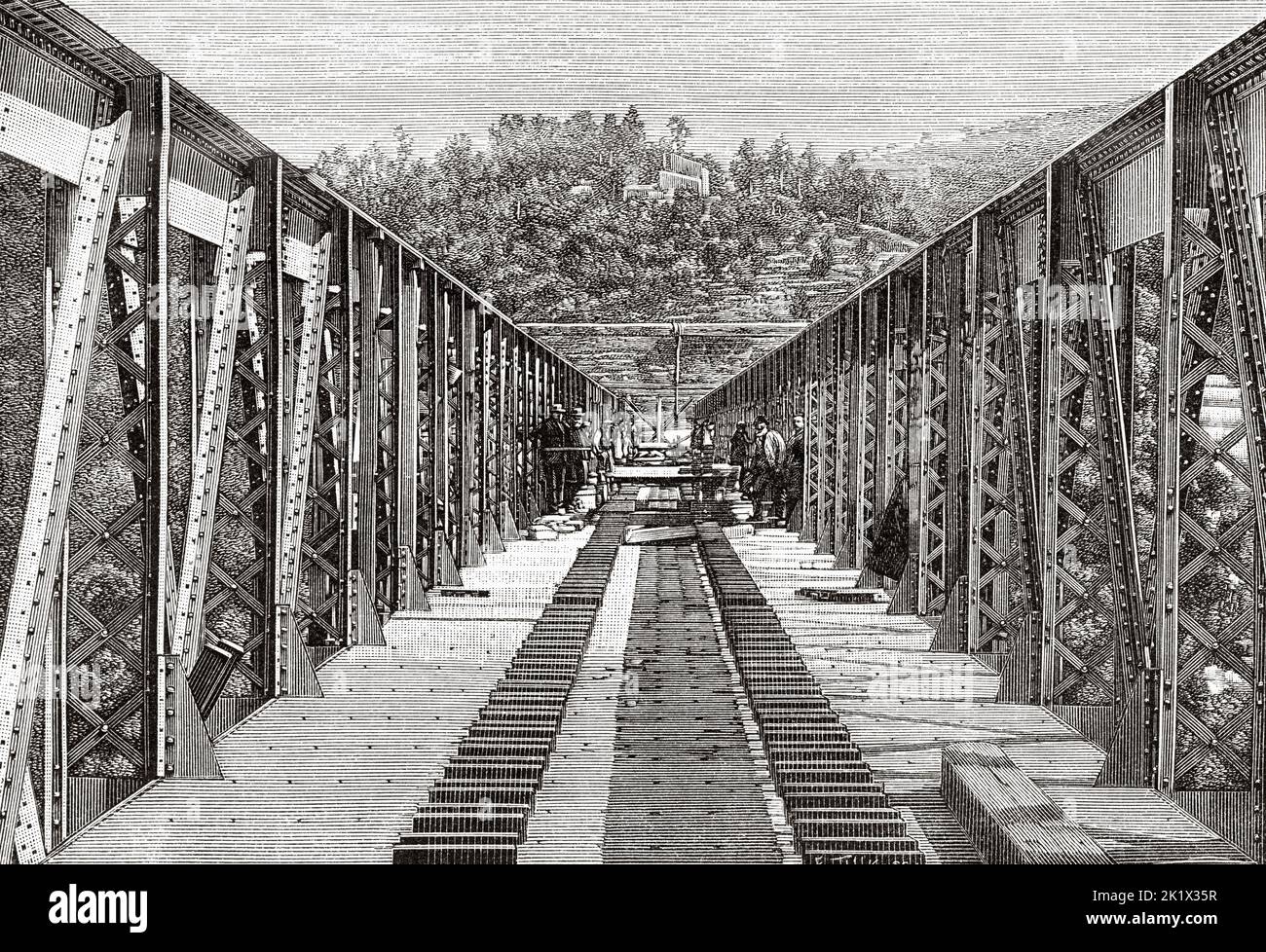 Construction of the Siagne viaduct, Alpes-Maritimes. France. Old 19th ...