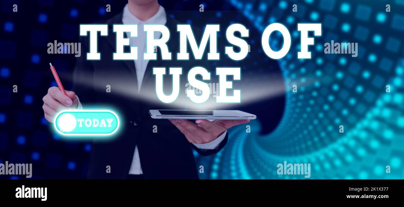 Writing displaying text Terms Of Use. Concept meaning Established ...