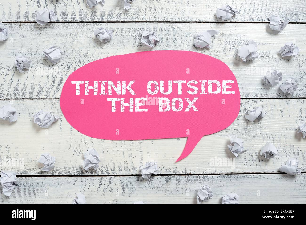 Conceptual caption Think Outside The BoxBe unique different ideas bring ...