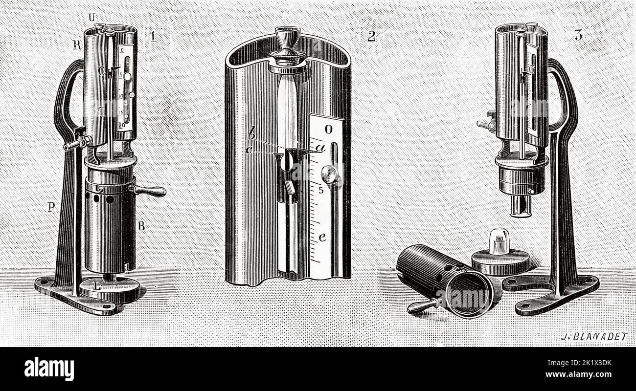 Alcohol Dosing, Benevolo's Mobile Kettle Ebulloscope. Old 19th century ...
