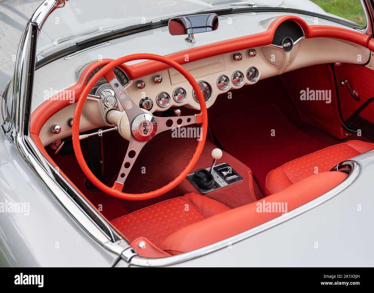 DETROIT, MI/USA - SEPTEMBER 18, 2022: A 1957 Chevrolet Corvette car ...