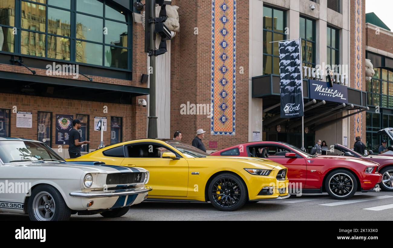DETROIT, MI/USA - SEPTEMBER 17, 2022: Vintage Ford Mustang cars at ...