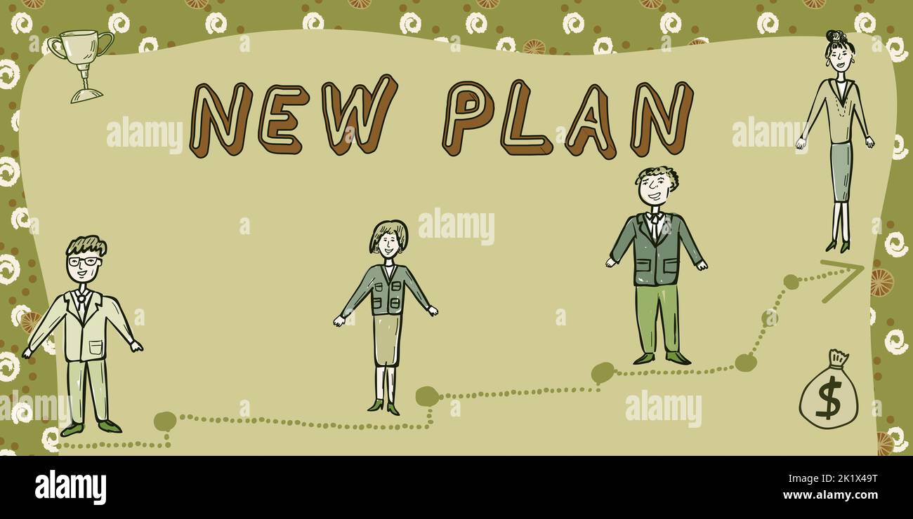 Sign displaying New Plan. Concept meaning Start of a detailed proposal ...