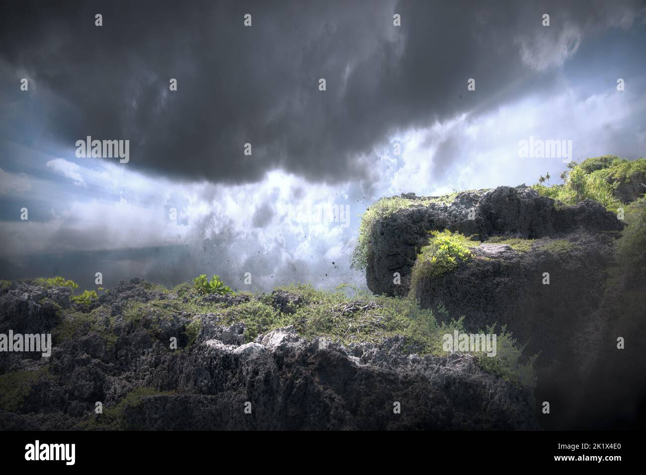 Spooky rock hills with the dramatic scene background Stock Photo - Alamy
