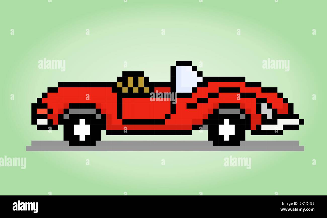 classic 8 bit car pixel art. Vector illustration of a car cross stitch ...