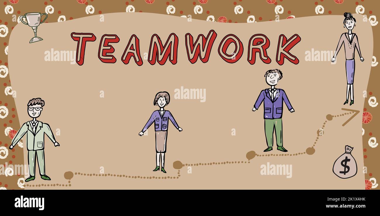Text caption presenting Teamwork. Word Written on Group of showing who ...