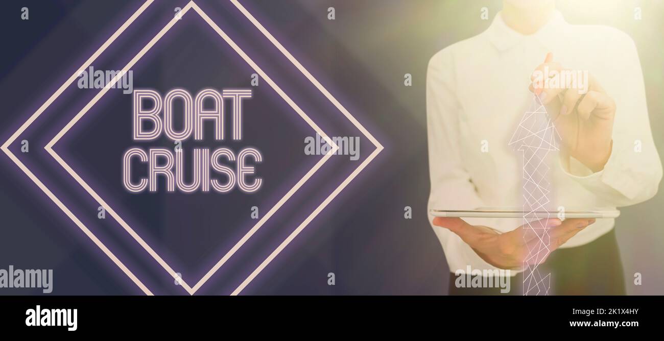 Handwriting text Boat Cruise. Concept meaning sail about in area ...
