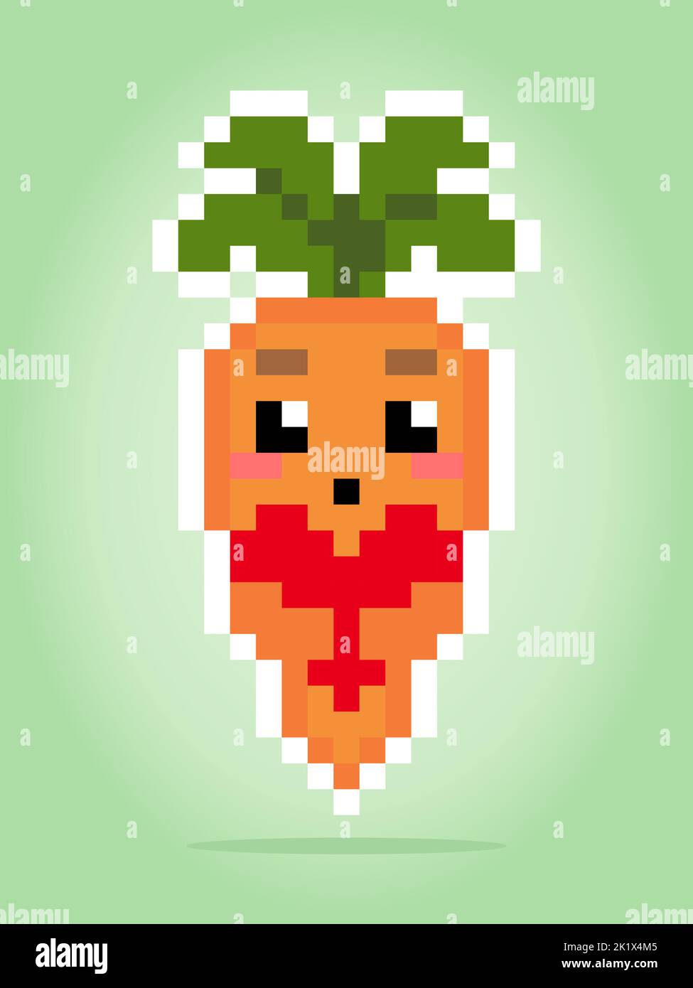 8 bit pixel carrot kawaii. vegetables for game assets in vector ...