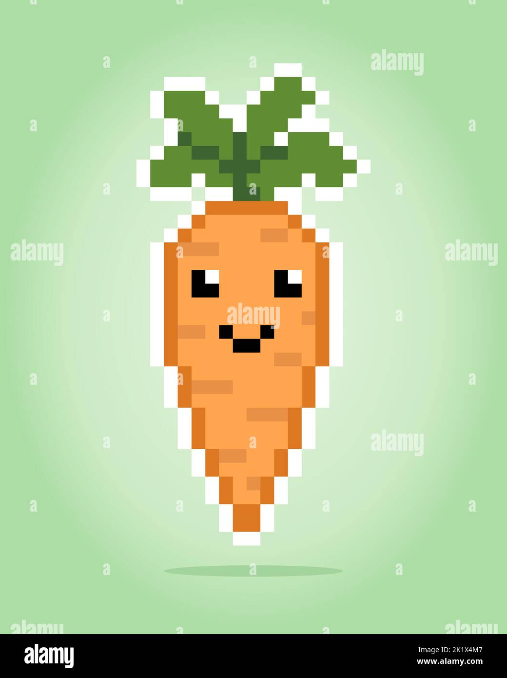 8 bit pixel carrot kawaii. vegetables for game assets in vector ...