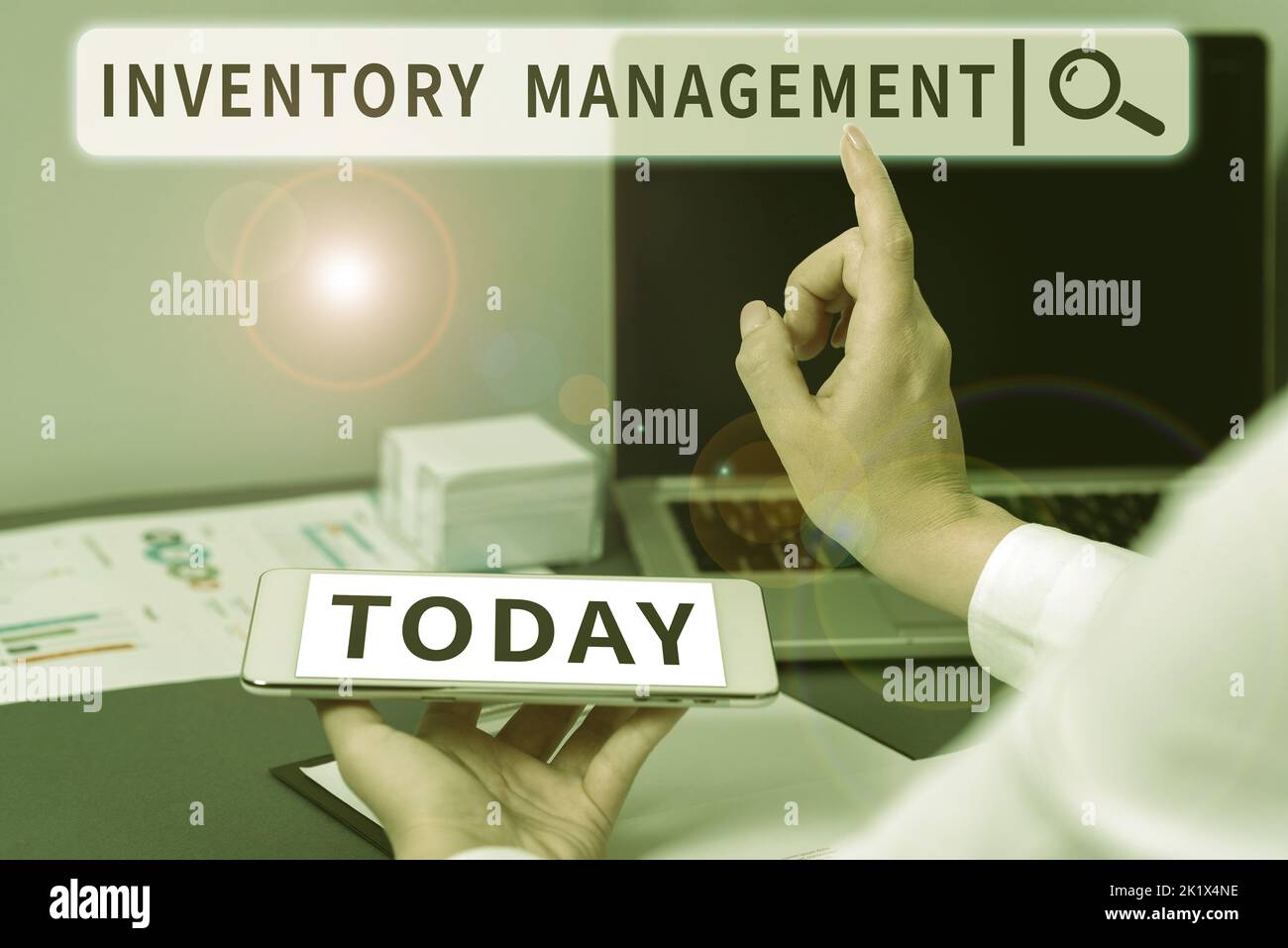 Handwriting text Inventory Management. Business concept Overseeing ...