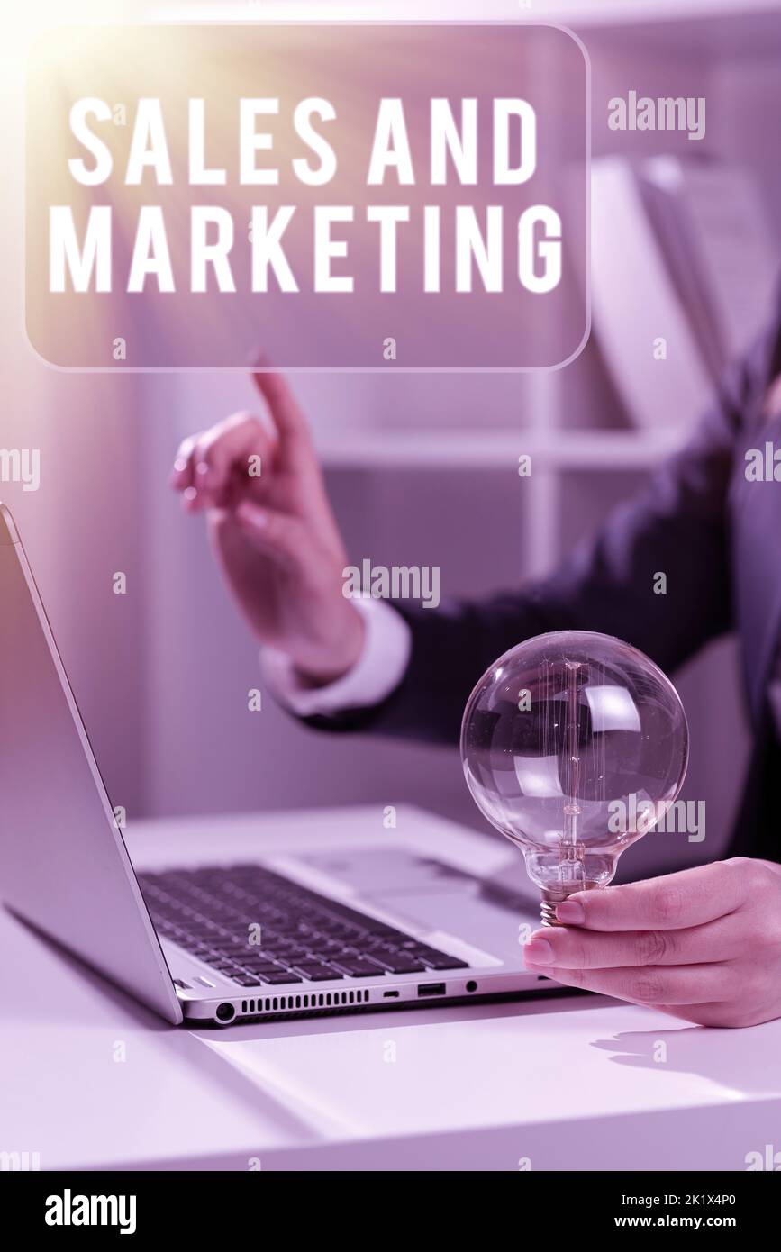 Text caption presenting Sales And Marketing. Business concept Promotion ...