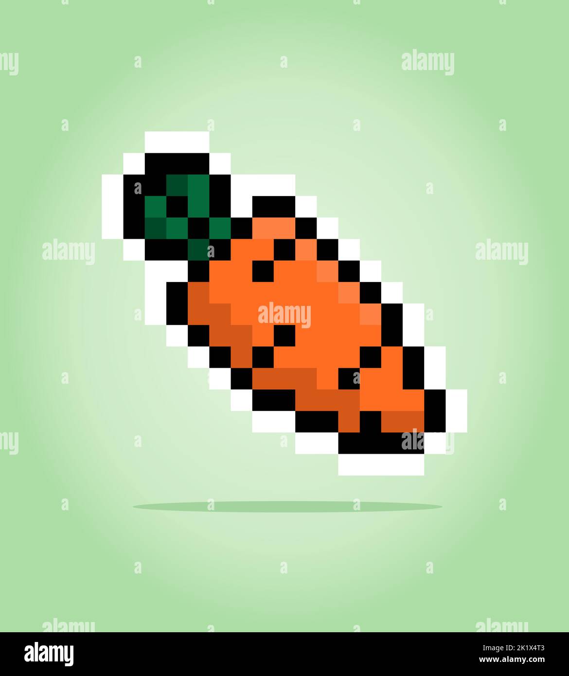 8 bit pixel carrot. vegetables for game assets in vector illustration ...