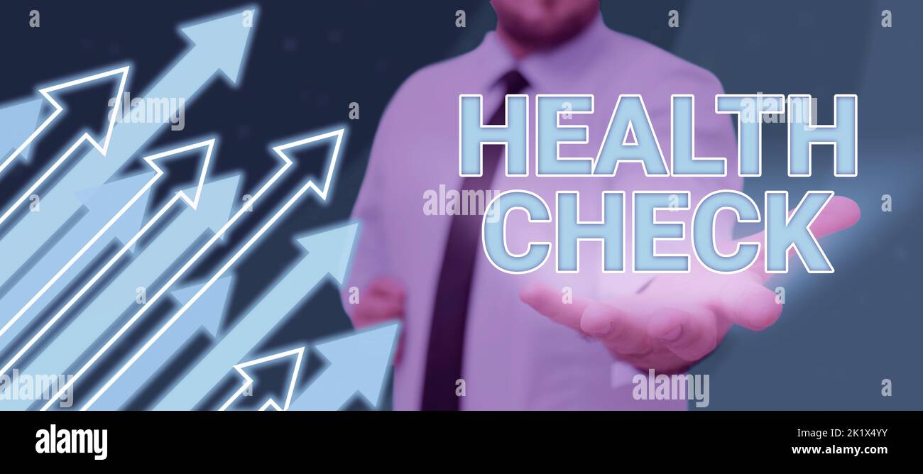 Text sign showing Health Check. Concept meaning Medical Examination ...
