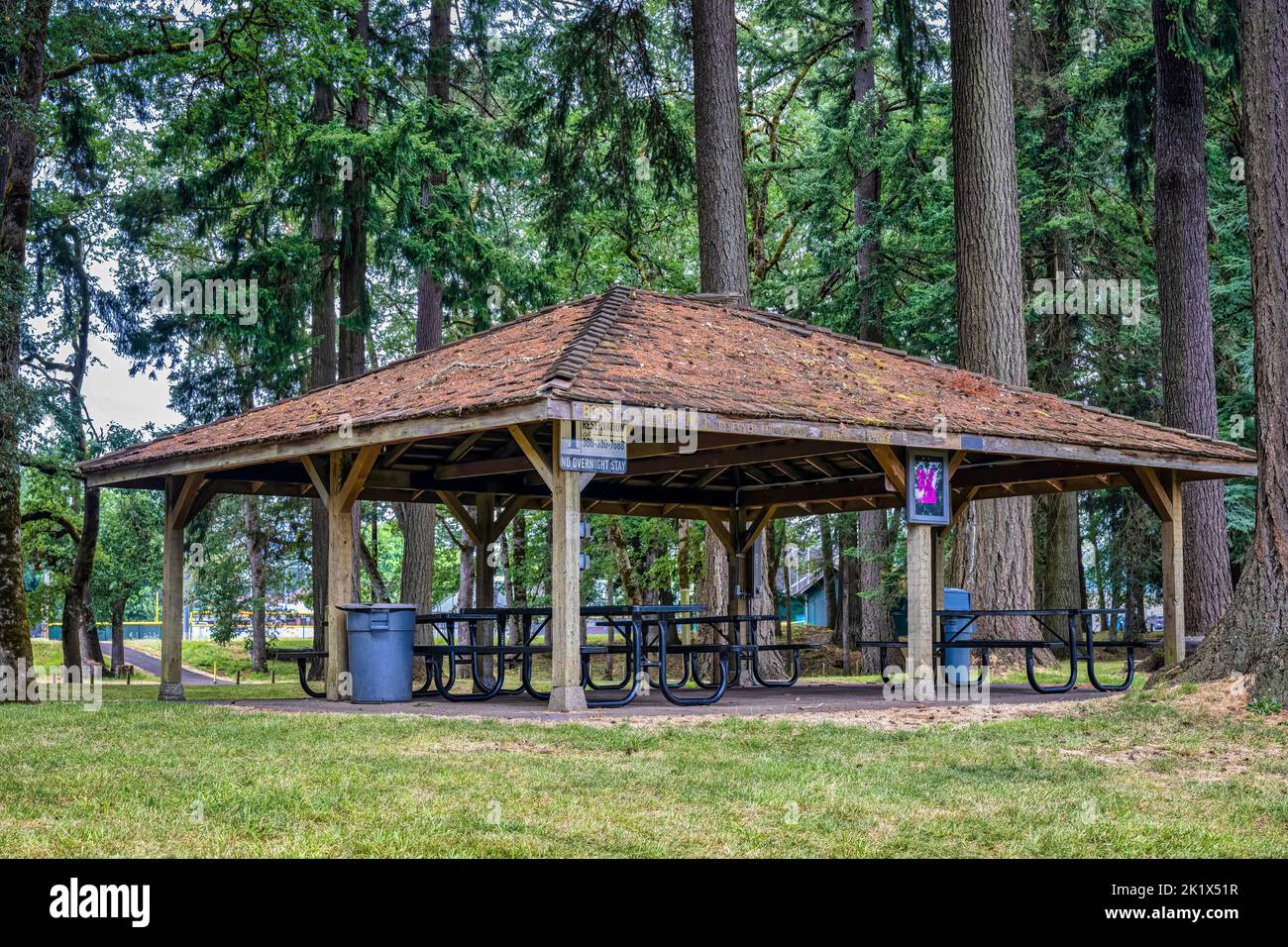 A picnic shelter in the forest Stock Photo - Alamy