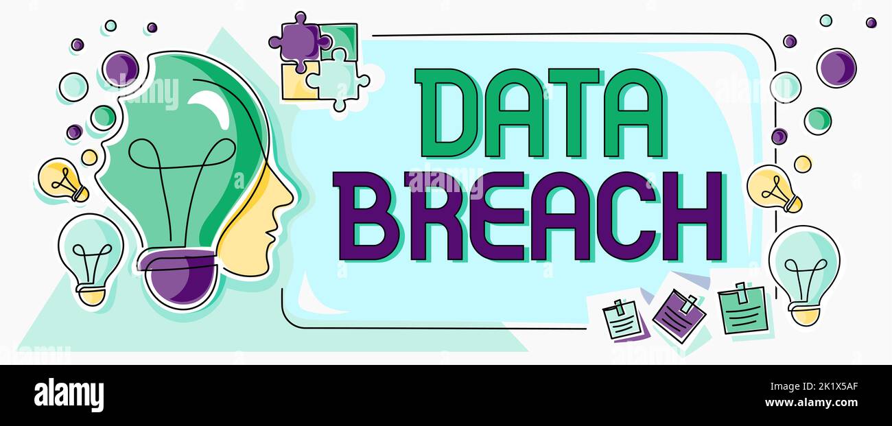 Text sign showing Data Breach. Internet Concept security incident where ... Text sign showing Data Breach. Internet Concept security incident where ...