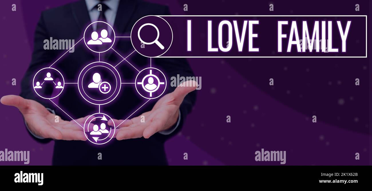 Conceptual display I Love Family. Business showcase Good feelings about ...