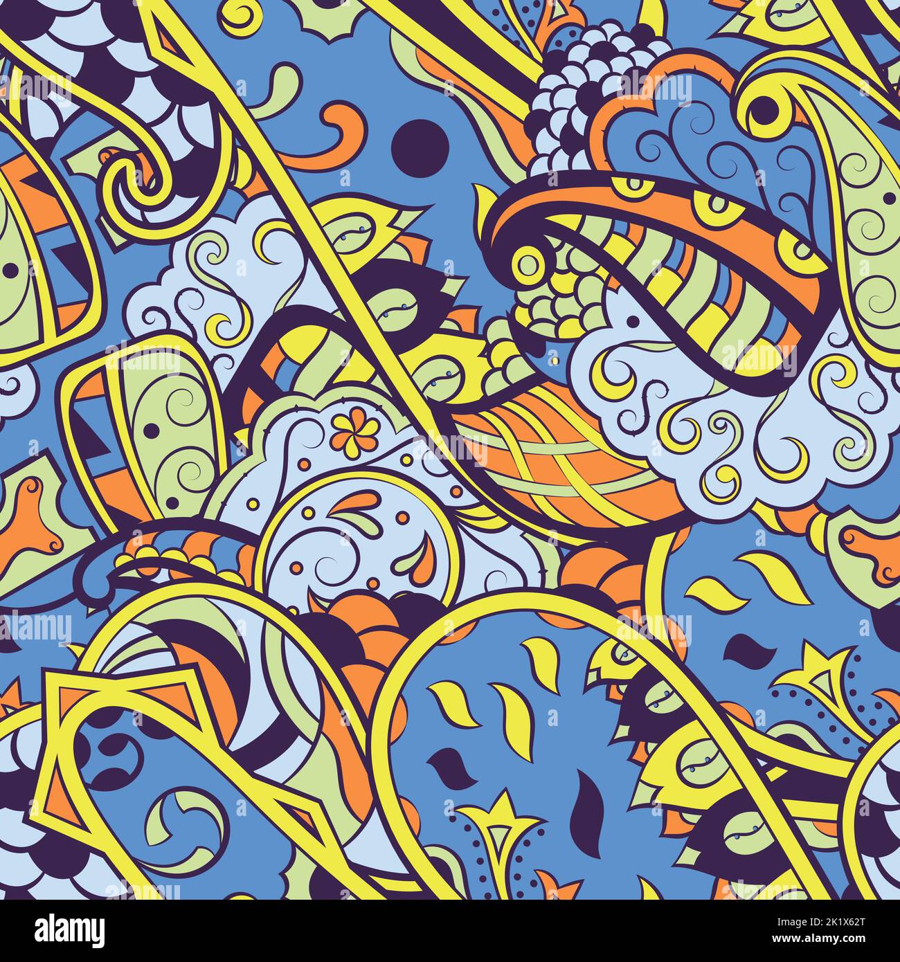 Tracery seamless pattern. Mehndi design. 6 colors. Ethnic colorful ...