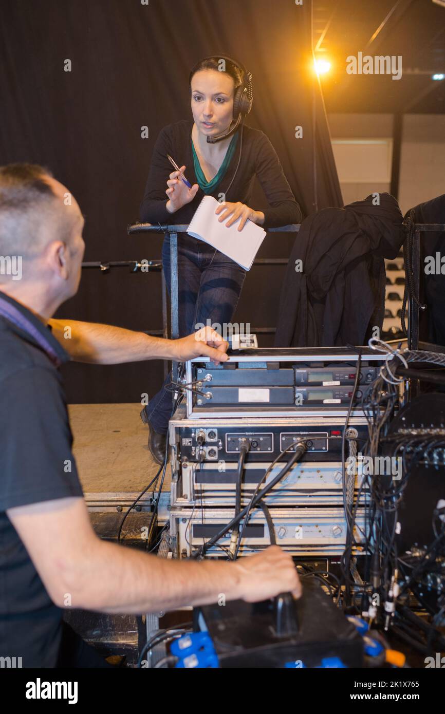 two sound engineers at work Stock Photo - Alamy