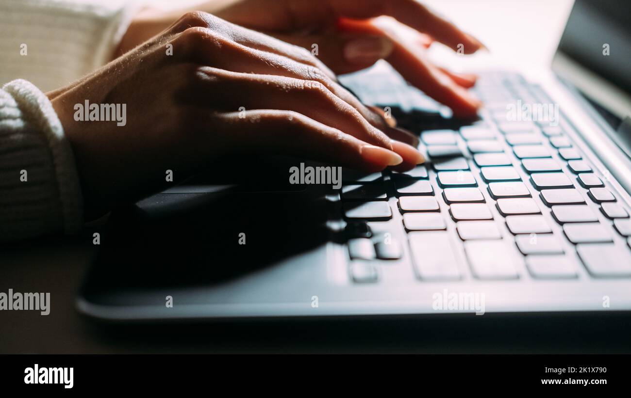 Internet user. Female worker. Network searching. Digital lifestyle ...