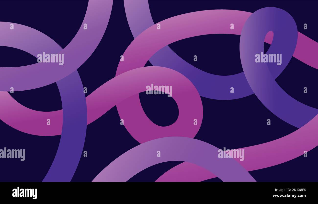 Violet tangled ribbons. Curved lines that intertwine and overlap on ...