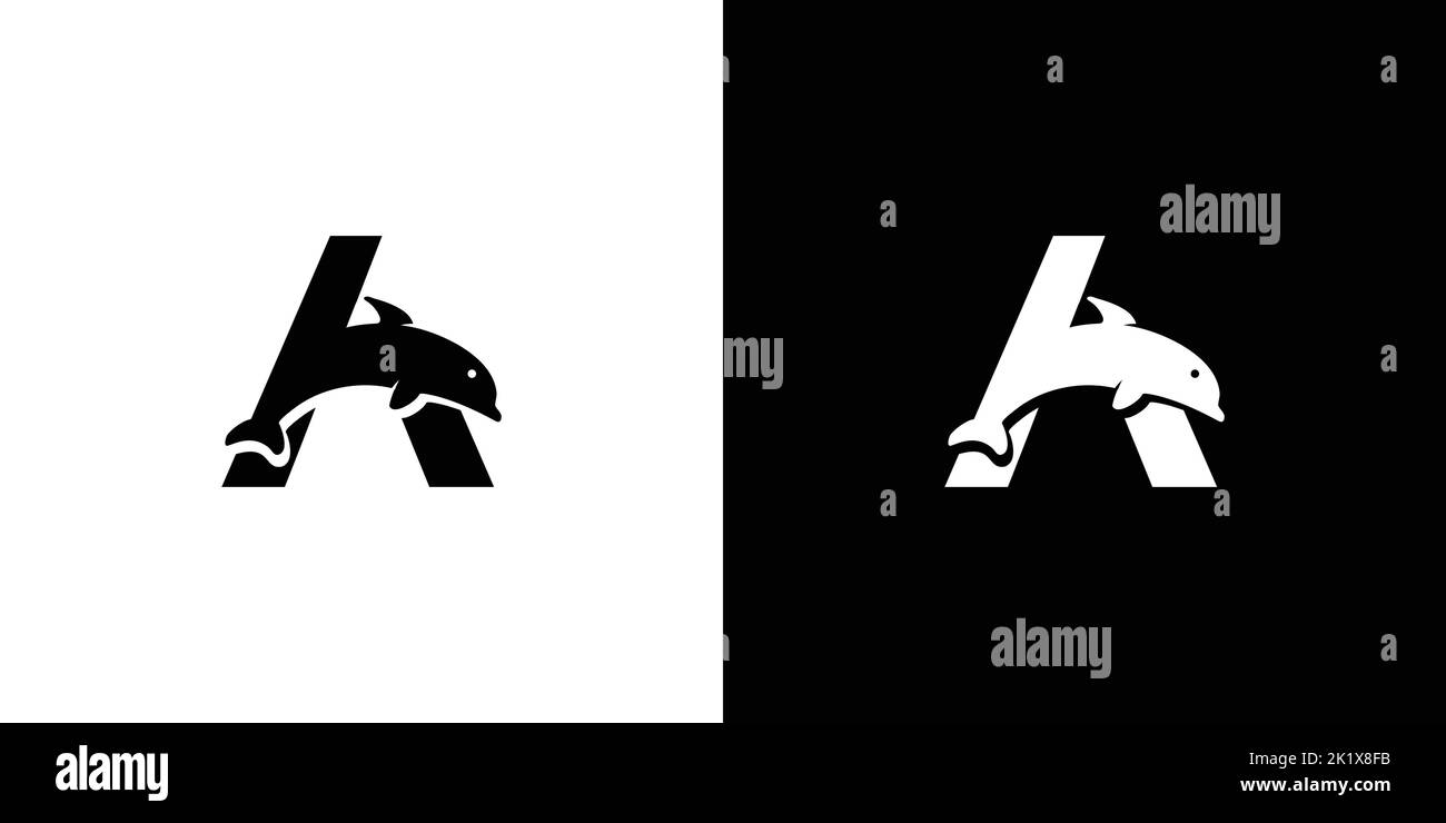Dolphin logo design combination of the letter A modern and unique Stock ...