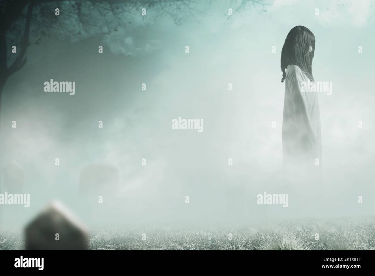 Woman ghost graveyard hi-res stock photography and images - Alamy