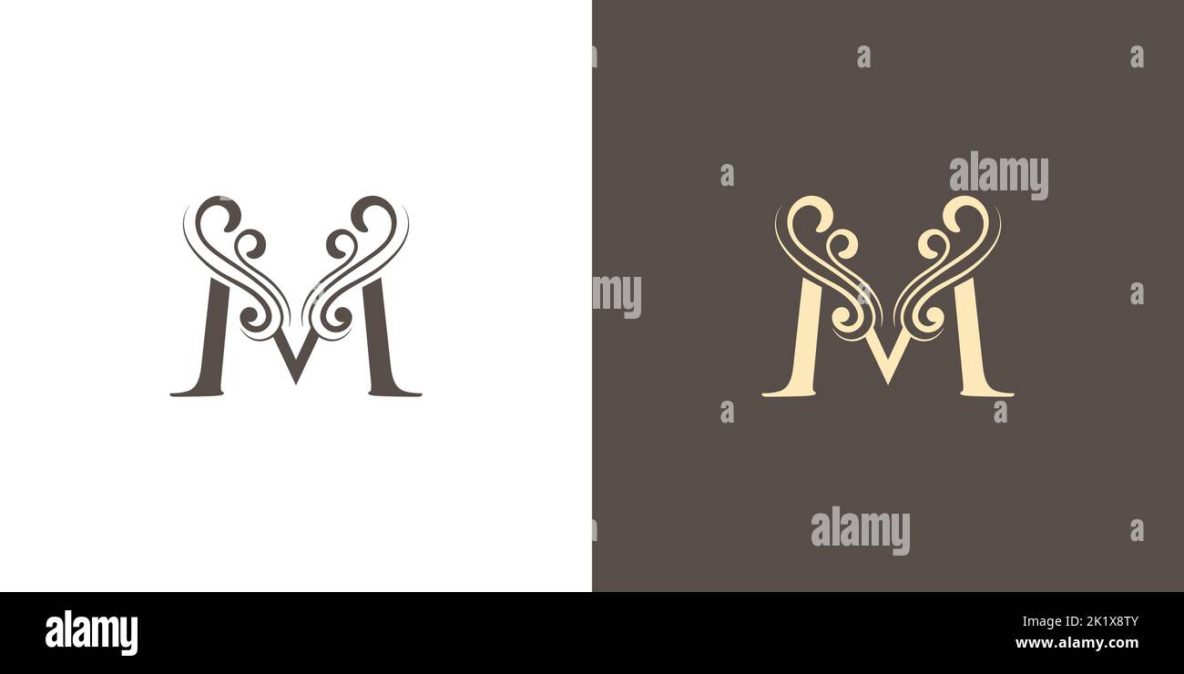 Luxury and elegant letter M initials text logo design Stock Vector ...