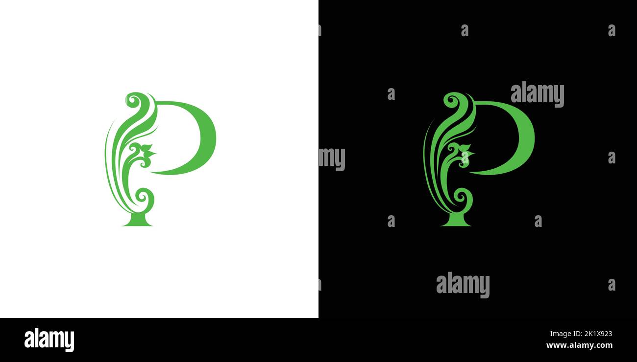 Modern and natural letter P initials logo design Stock Vector Image ...