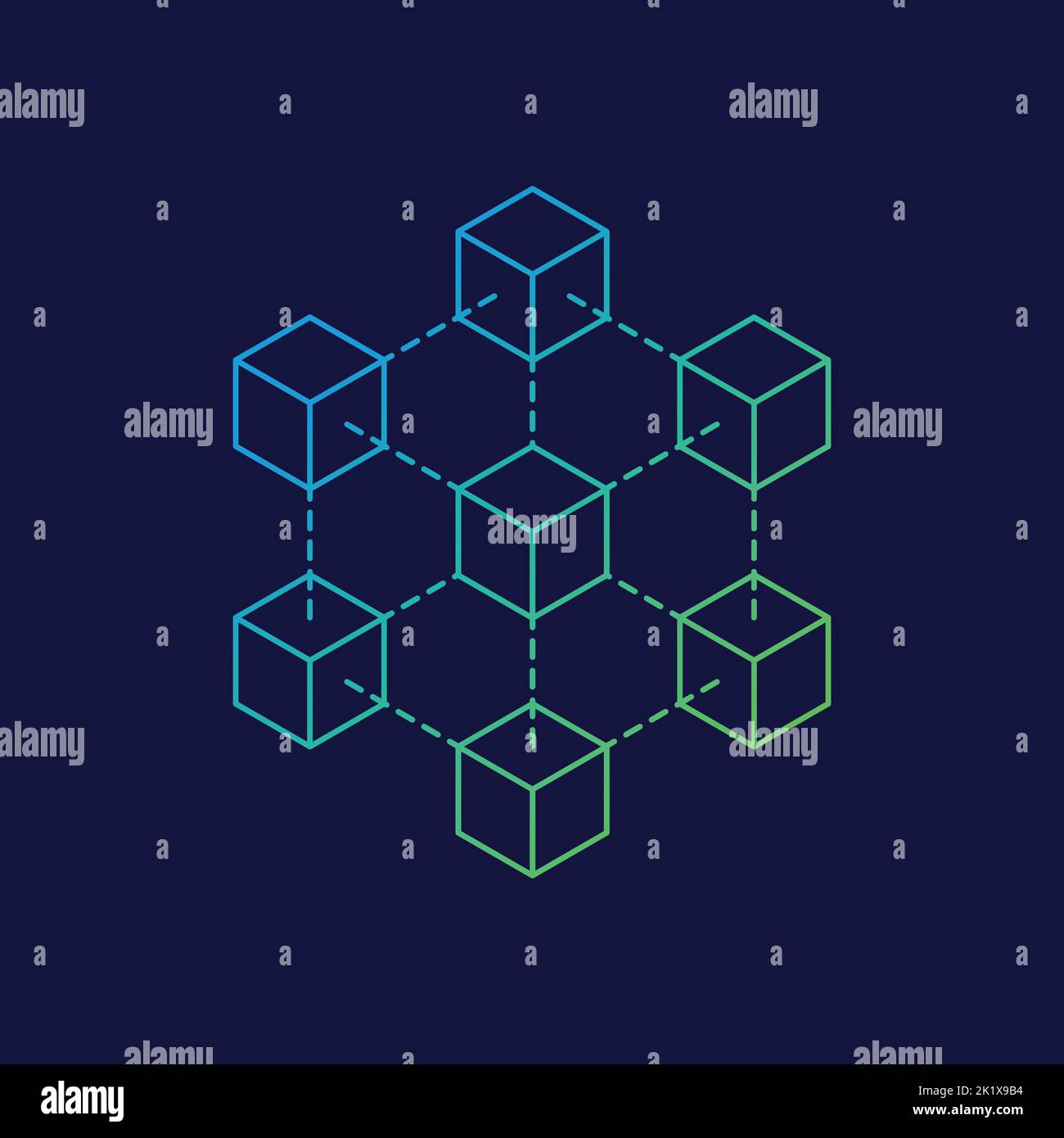 Blockchain icon logo concept on dark background. Cryptocurrency data ...