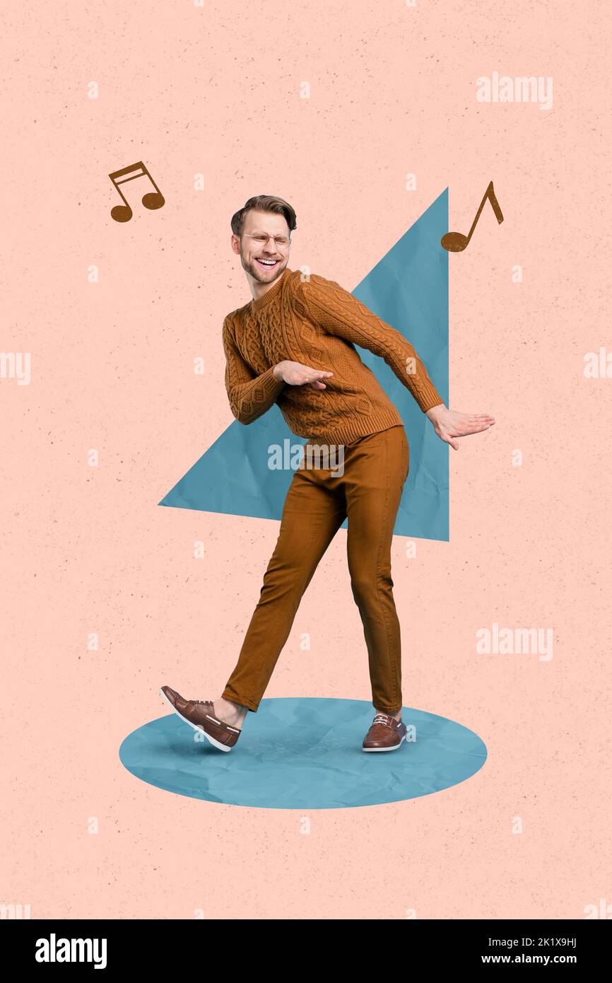 Creative photo 3d collage poster postcard of cool stylish boy guy ...