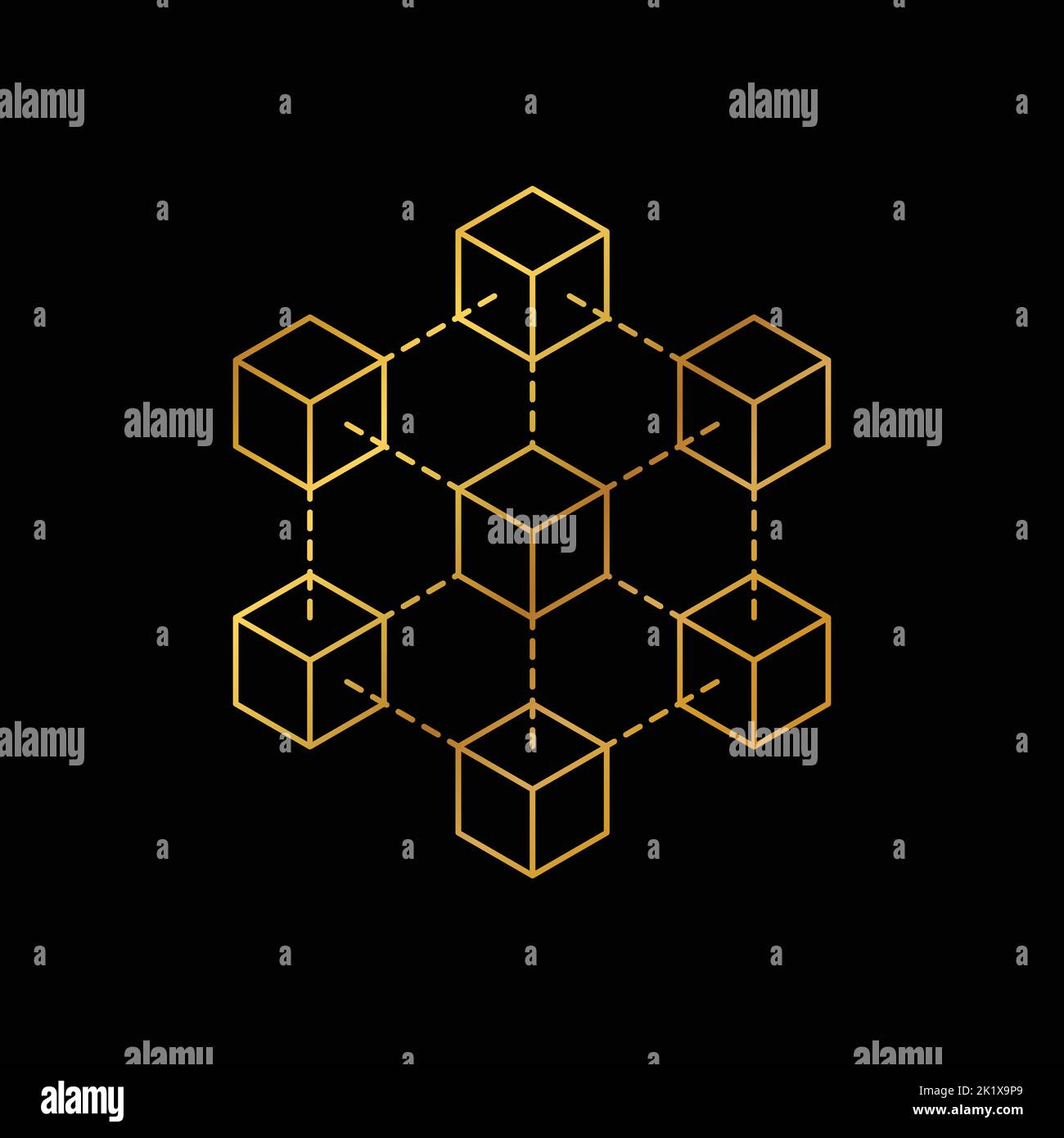 Blockchain icon logo concept on dark background. Cryptocurrency data ...