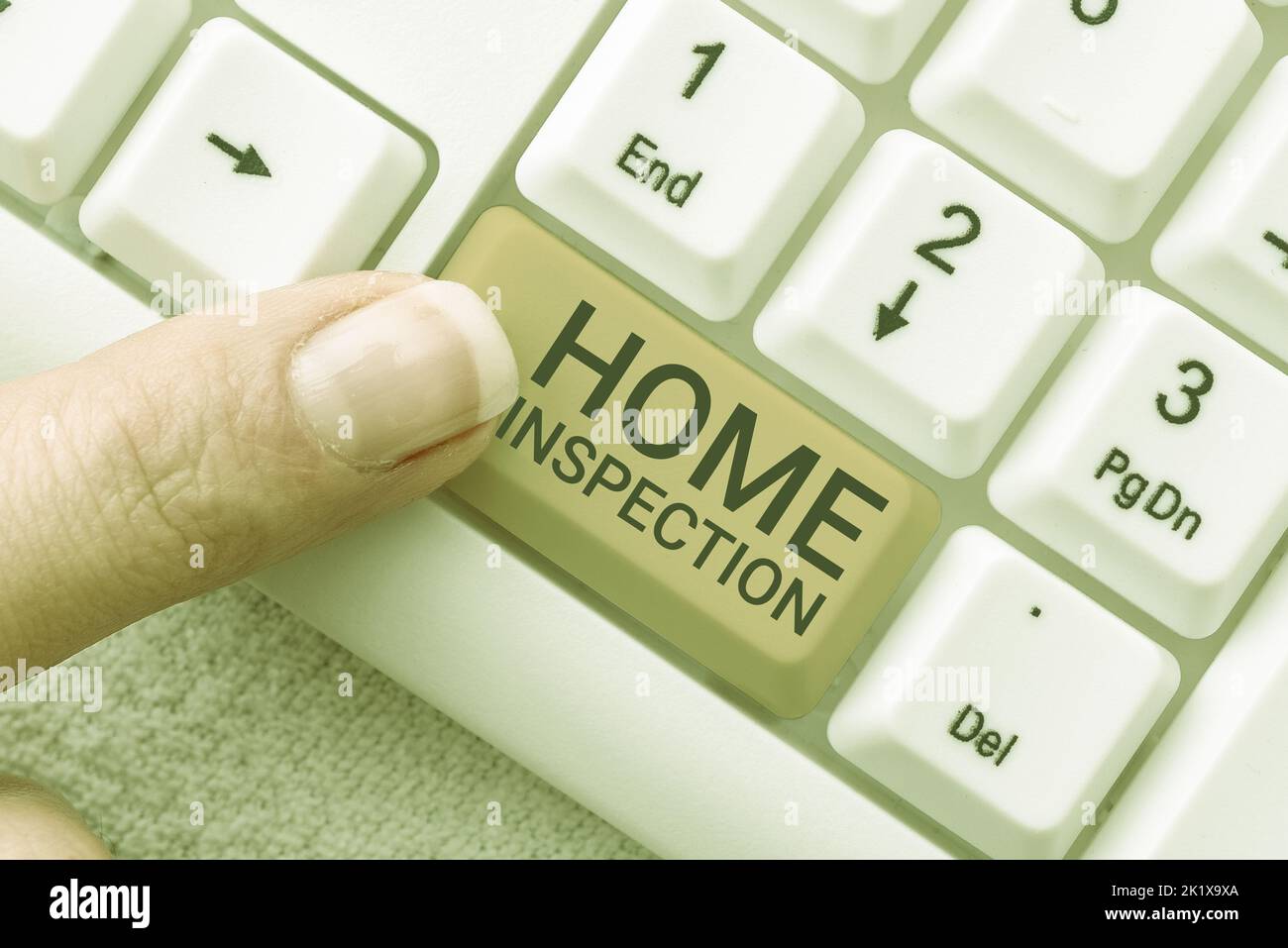 Text sign showing Home InspectionExamination of the condition of a home ...