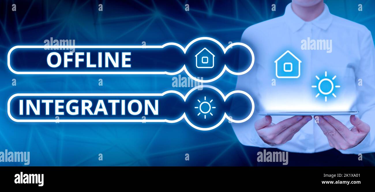 Text showing inspiration Offline Integration. Business approach First ...