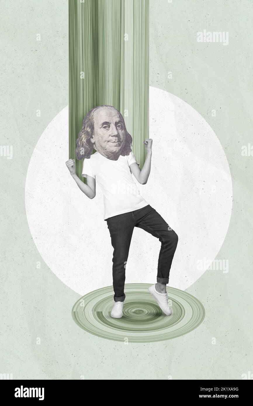 Creative photo 3d collage poster postcard artwork of funny funky man ...