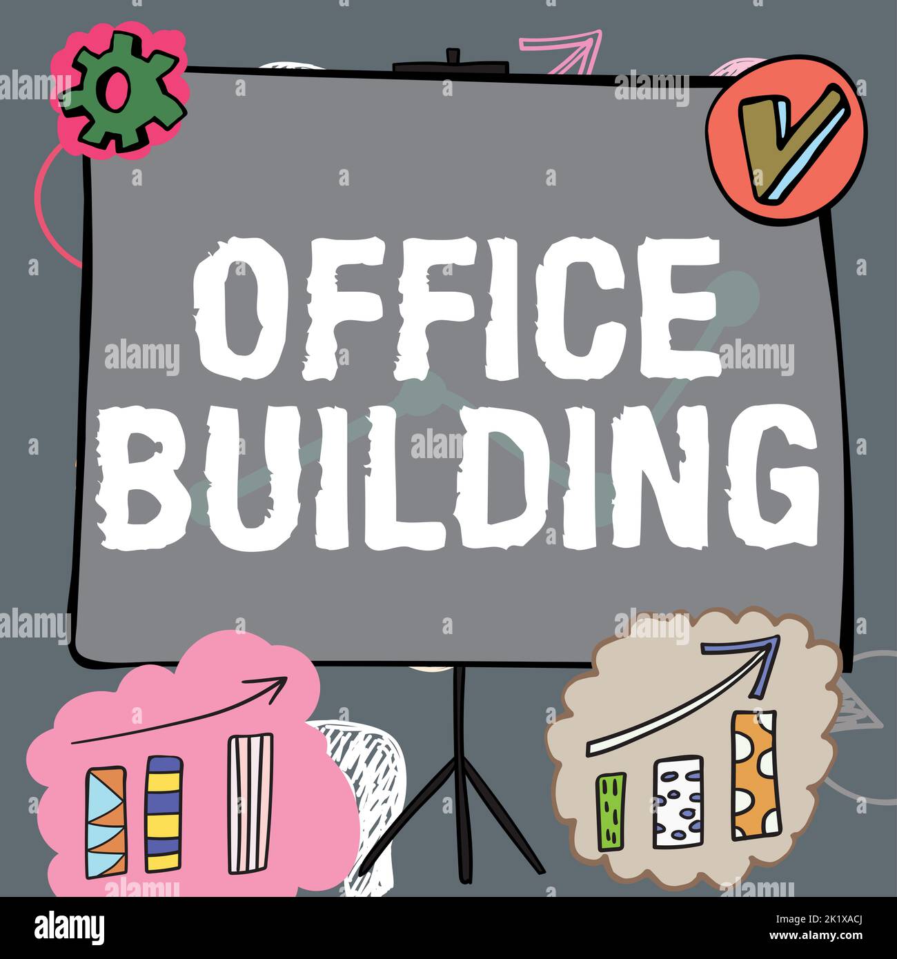 Hand writing sign Office BuildingCommercial buildings are used for ...