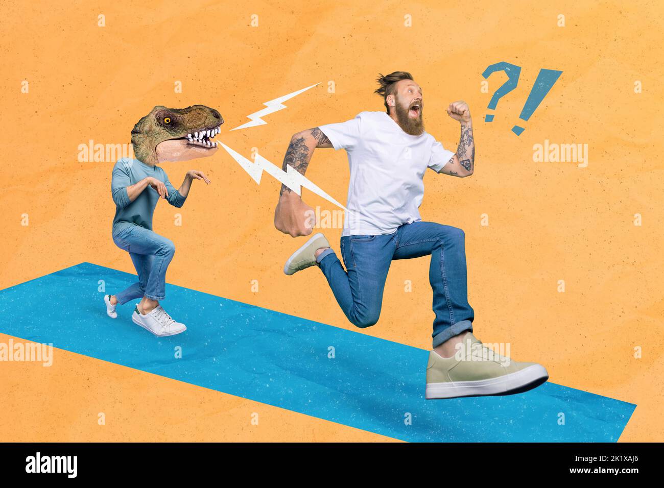 Creative photo 3d collage poster postcard magazine sketch of two people ...