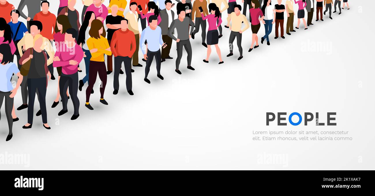 Large group of people on white background. People crowd concept. Vector ...